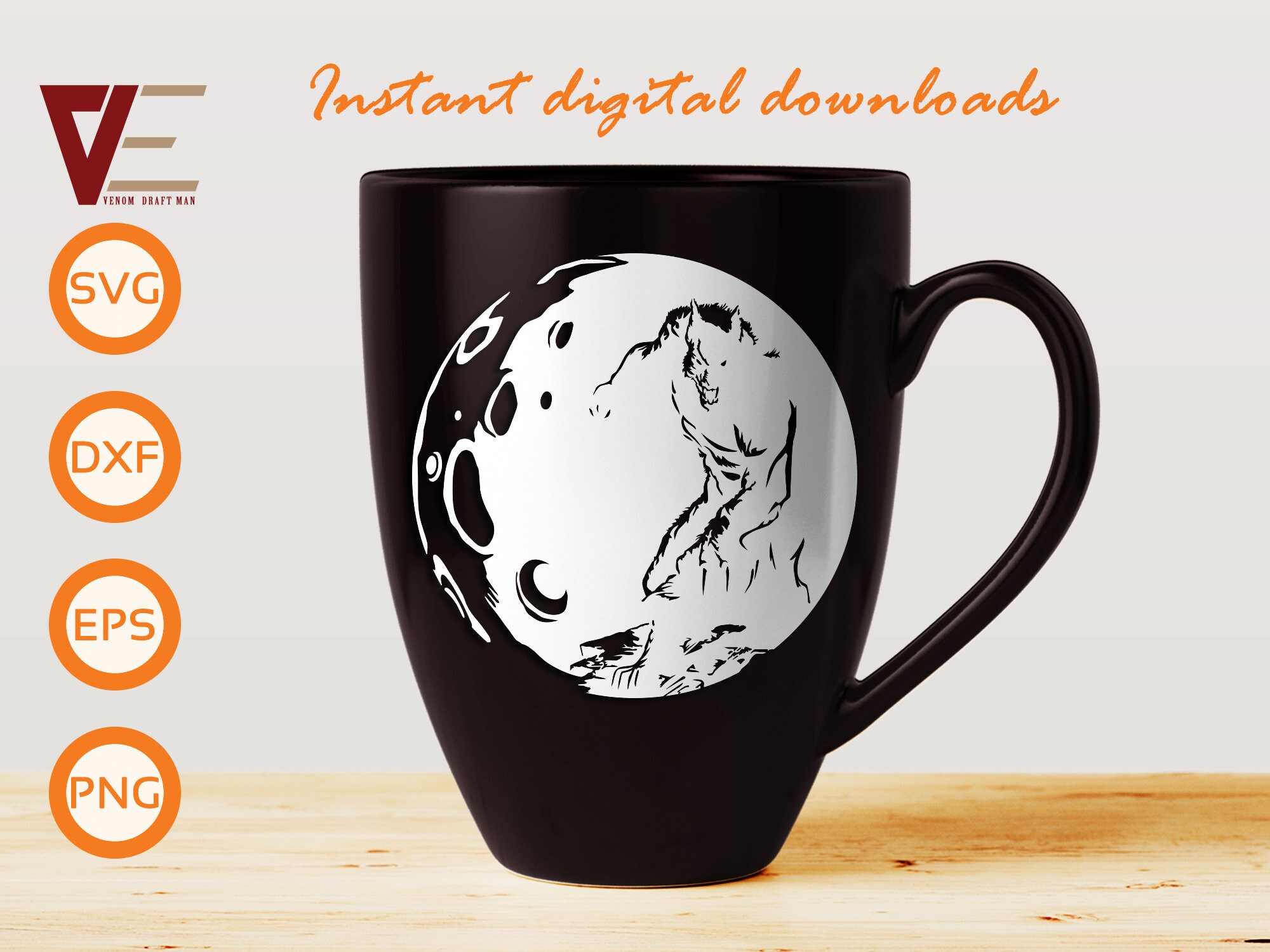 Werewolf Full Moon SVG Halloween Wall Decals Monster Decor - Etsy