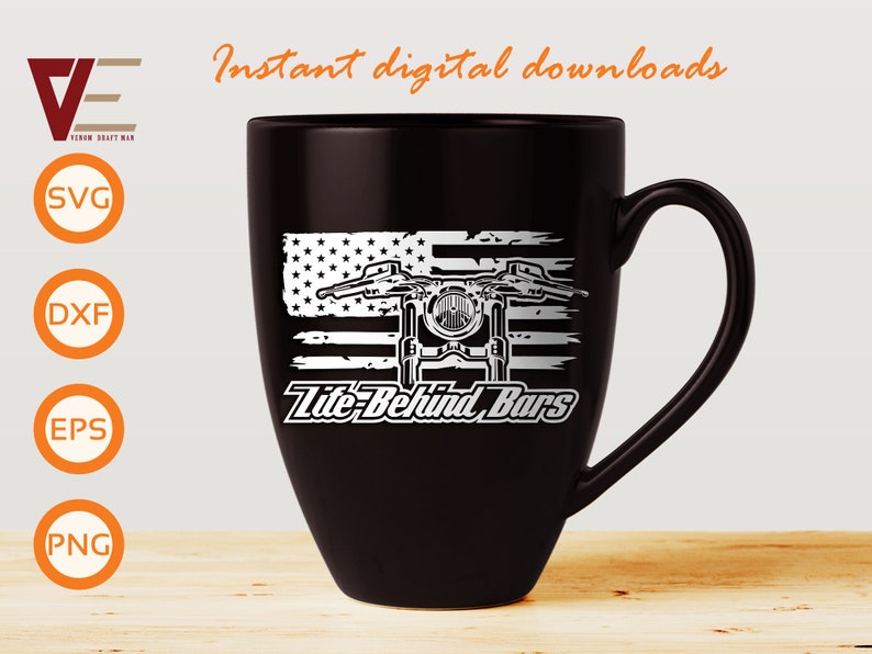 Motorcycle American Flag SVG Life Behind Bars SVG USA Biker - Etsy