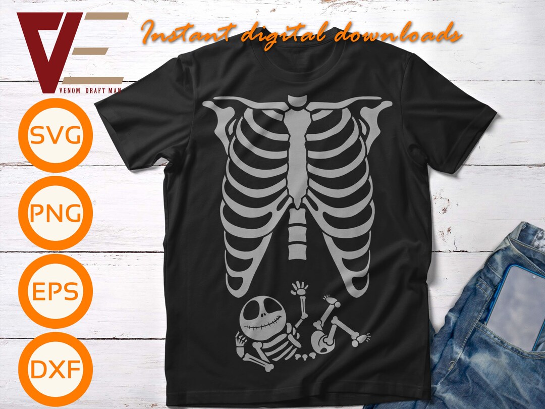 Baby Skeleton SVG, Pregnant Skeleton SVG, Maternity Baby Skeleton ...