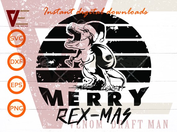 Merry REX-MAS Svg Santa Dinosaur Svg Kids Christmas Dino | Etsy