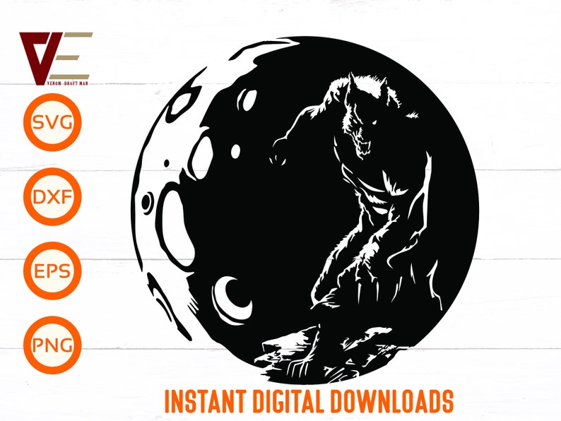 Werewolf Full Moon SVG Halloween Wall Decals Monster Decor - Etsy