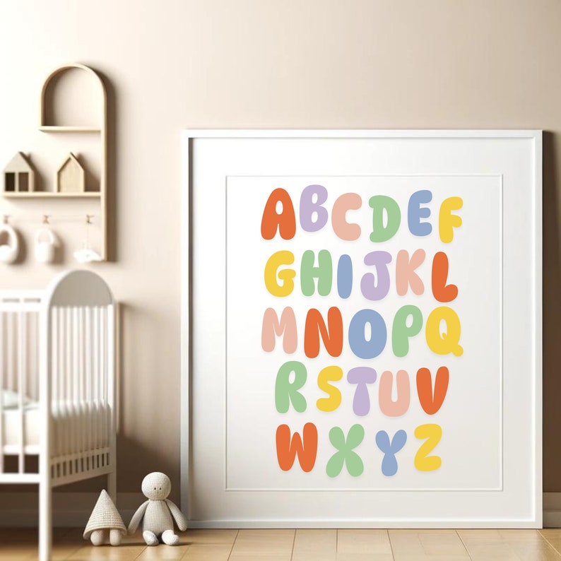 Fun & Colorful Alphabet Poster Nursery and Kids Room ABC Printable ...