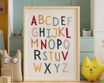 Fun & Colorful Alphabet Poster Nursery and Kids Room ABC Printable ...