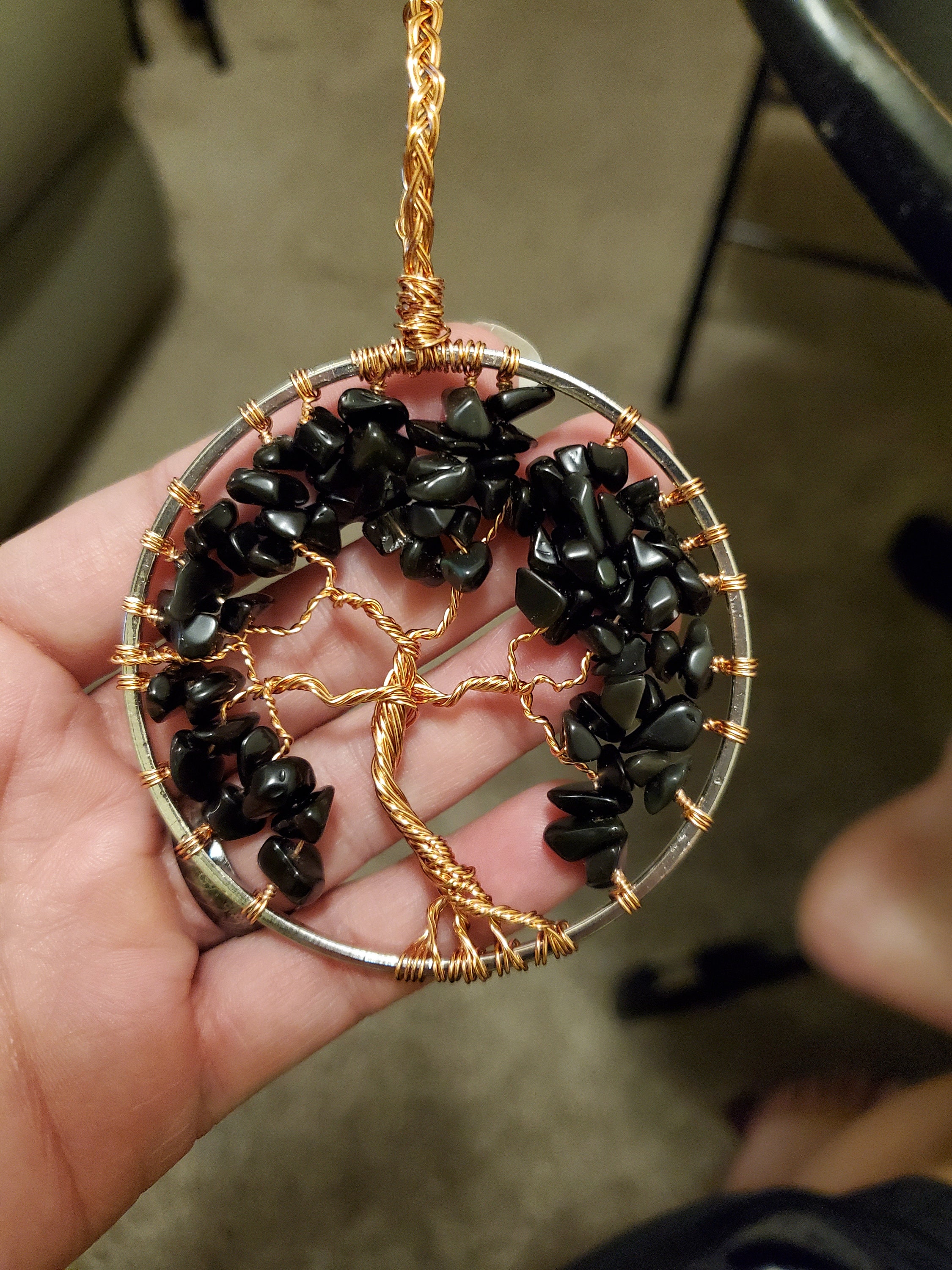 Obsidian Tree of Life Pendant - Etsy