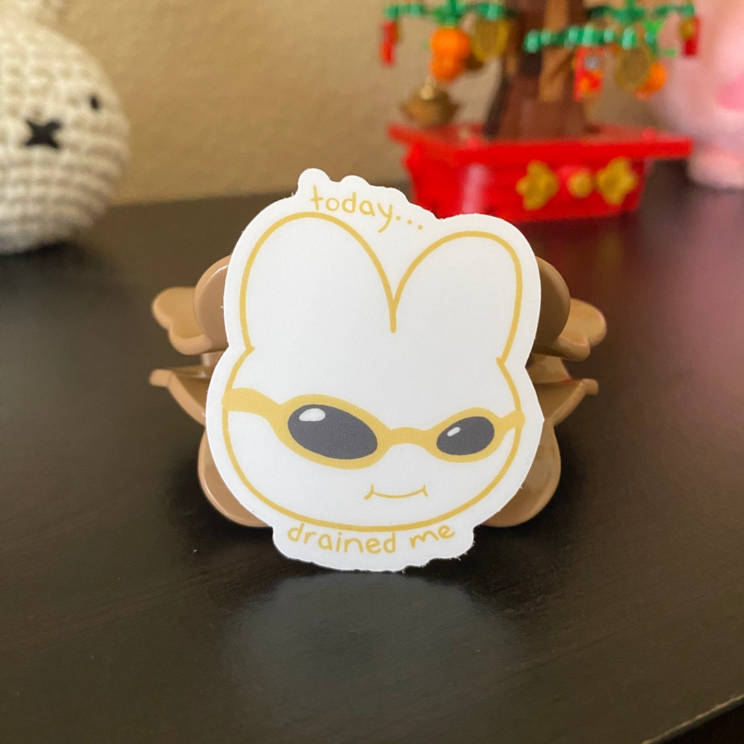 Cute Today Drained Me Bunny Matte Vinyl Sticker Etsy