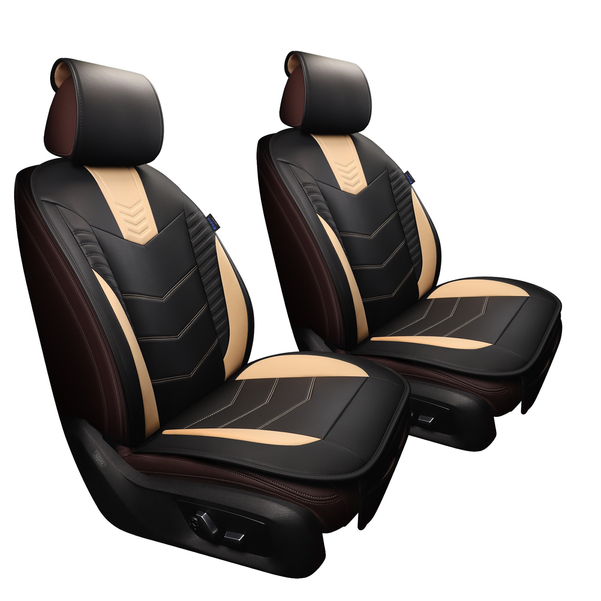 Sporty Beige black Premium Leatherette Handmade Car Seat Covers for Vehicles Front Set Gift for Him her Etsy