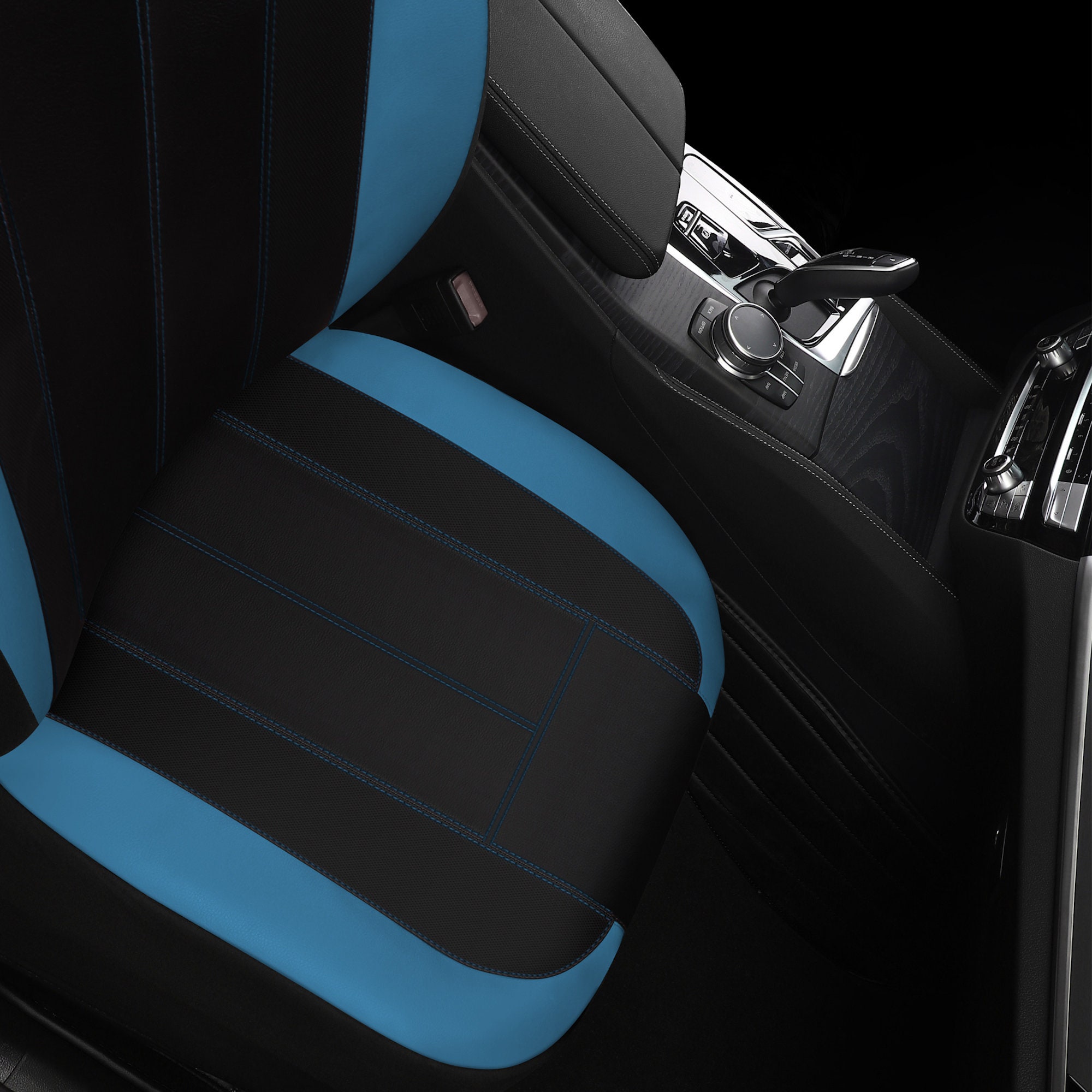 Sporty Black/blue Universal Premium PVC Leather Front Car Seat - Etsy