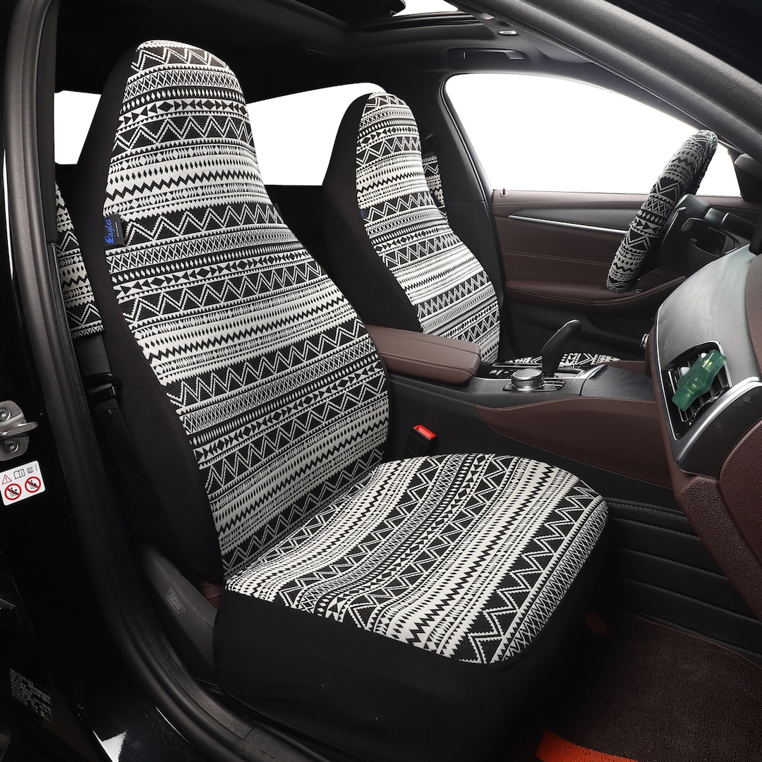 Mexican Serape Handmade Car Seat Covers for Vehicles Full Set Black white Pattern Seat Covers Gift for Her him Etsy