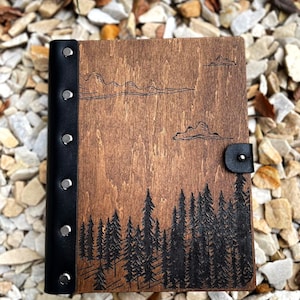 Wooden Notebook With Natural Leather / A5 / Wood Book Personalized ...