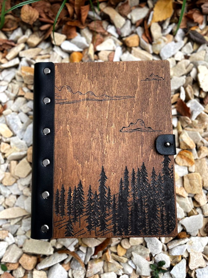 Wooden Notebook With Natural Leather / A5 / Wood Book Personalized ...