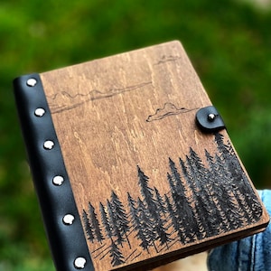 Wooden Notebook With Natural Leather / A5 / Wood Book Personalized ...