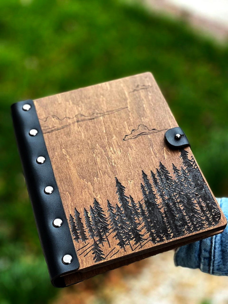 Wooden Notebook With Natural Leather / A5 / Wood Book Personalized ...