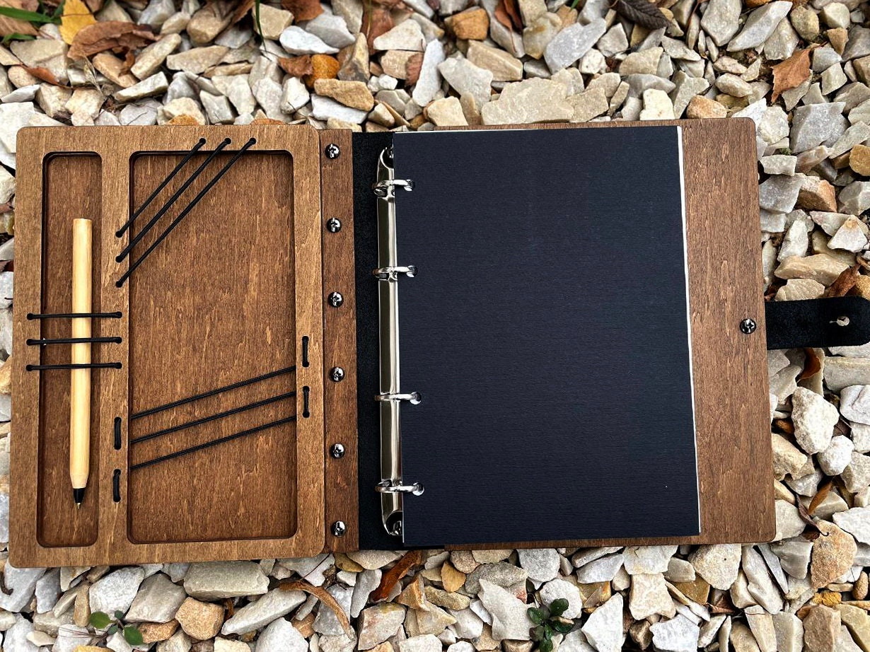 Wooden Notebook With Natural Leather / A5 / Wood Book Personalized ...