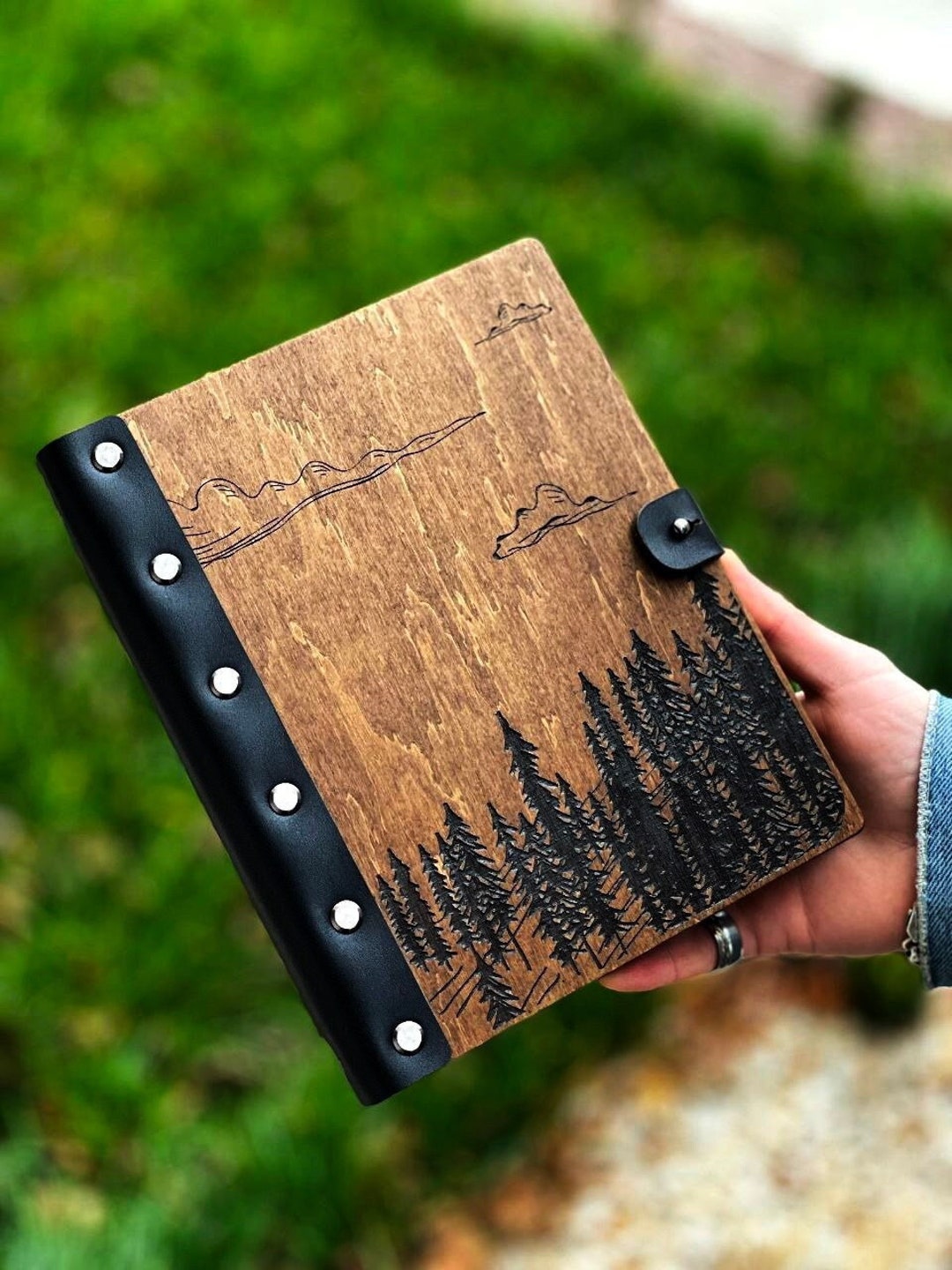 Wooden Notebook With Natural Leather / A5 / Wood Book Personalized ...