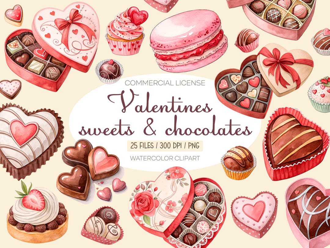 Valentine Sweets and Chocolates Clipart, Cute Valentine Clipart ...