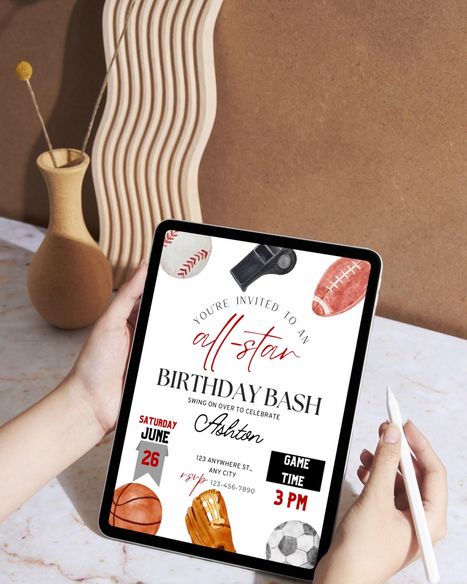 All Star Birthday Party Invitation | Editable Sports Invite | Boy ...