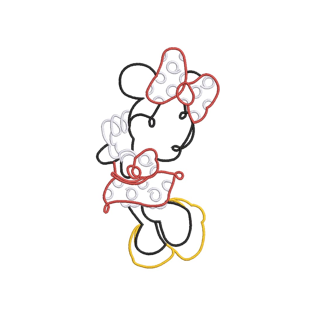 Artistic Doodle Magical Minnie Mouse Outline Machine Embroidery Design ...