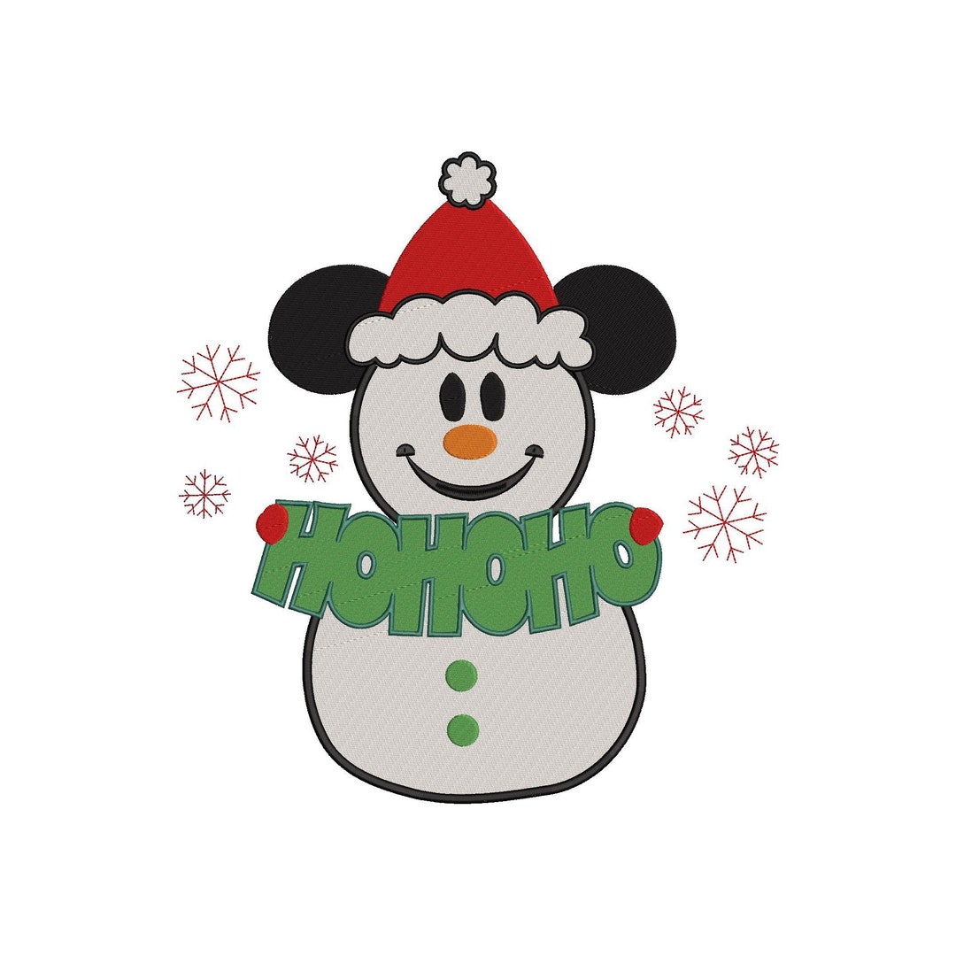 HOHOHO Mickey Mouse Snowman Inspired Machine Embroidery Design. Sizes ...