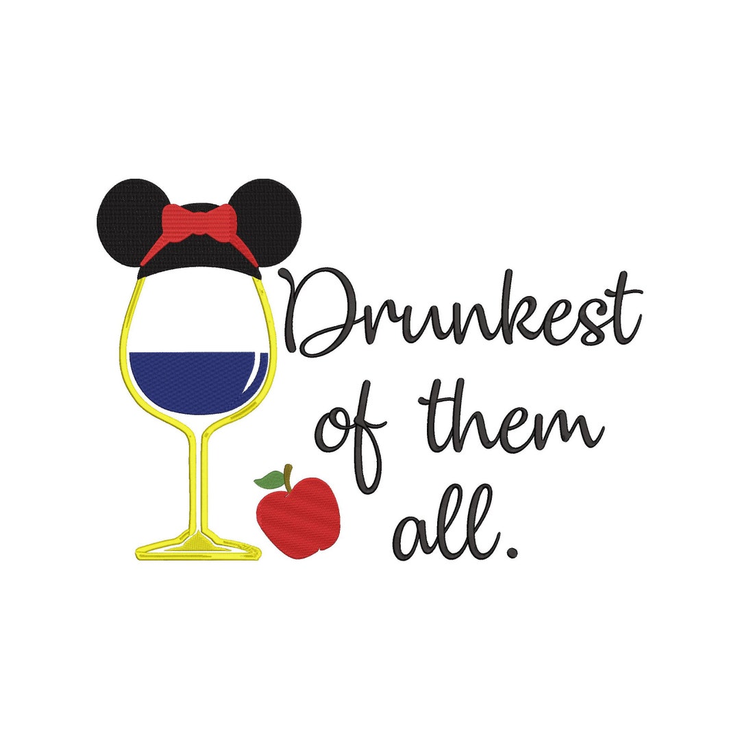 Snow White Inspired Wine Glass Machine Embroidery Design - Etsy