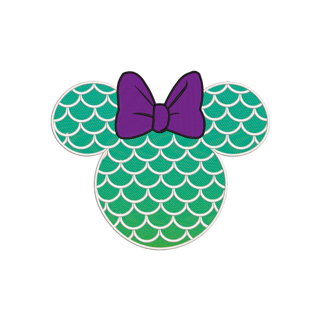 Mouse Ears Minnie / Ariel Mermaid Inspired Machine Embroidery. - Etsy