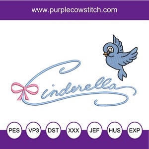 Princess Cinderella Autograph Machine Embroidery Design. - Etsy