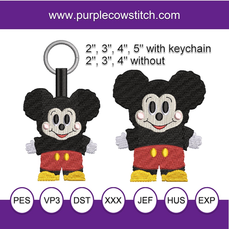 Mickey Pop Viral Plush Keychain Machine Embroidery Design - Instant ...