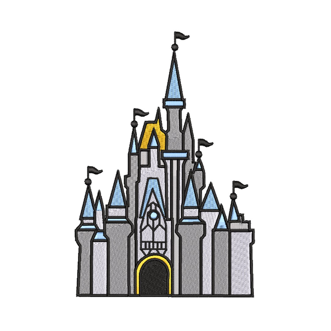 Cinderella Castle Outline and Swirls Machine Embroidery Design. - Etsy