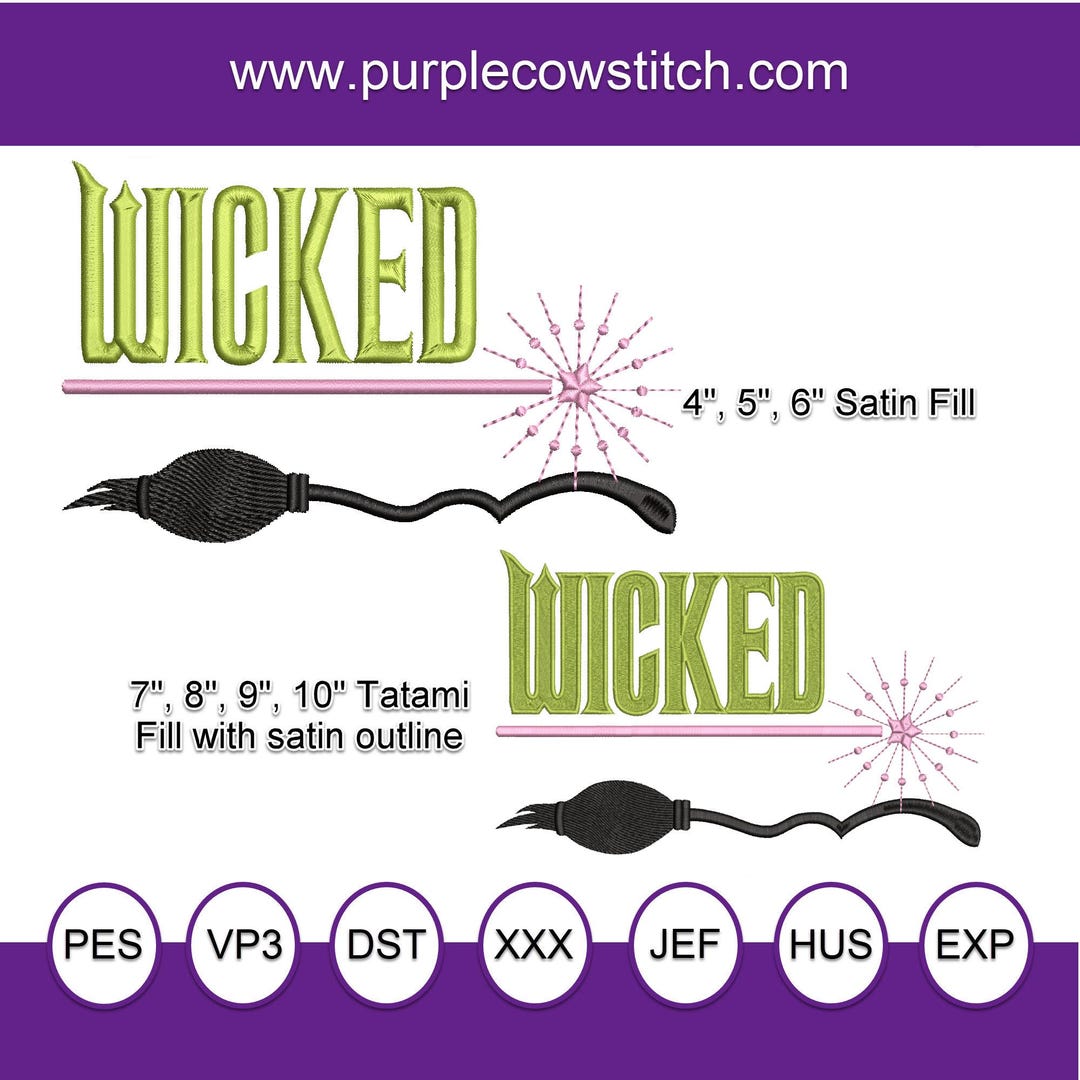 Wicked Embroidery Machine Embroidery Design. - Etsy