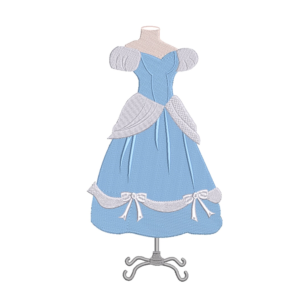 Princess Cinderella Dress Ball Gown on a Stand. Machine Embroidery. - Etsy