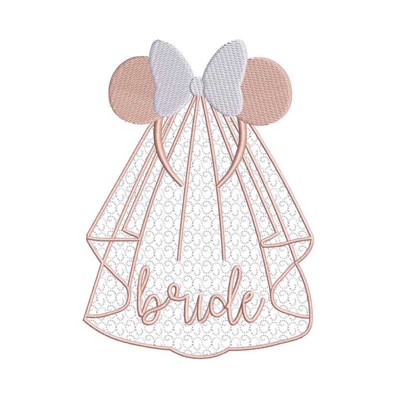 Minnie Bride Bridal Veil Machine Embroidery Design - Etsy