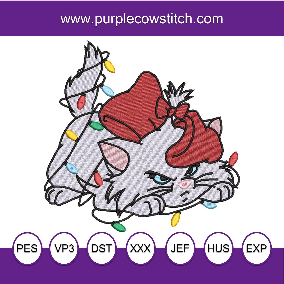Baby Marie From Aristocats Christmas Inspired Machine Embroidery Design ...