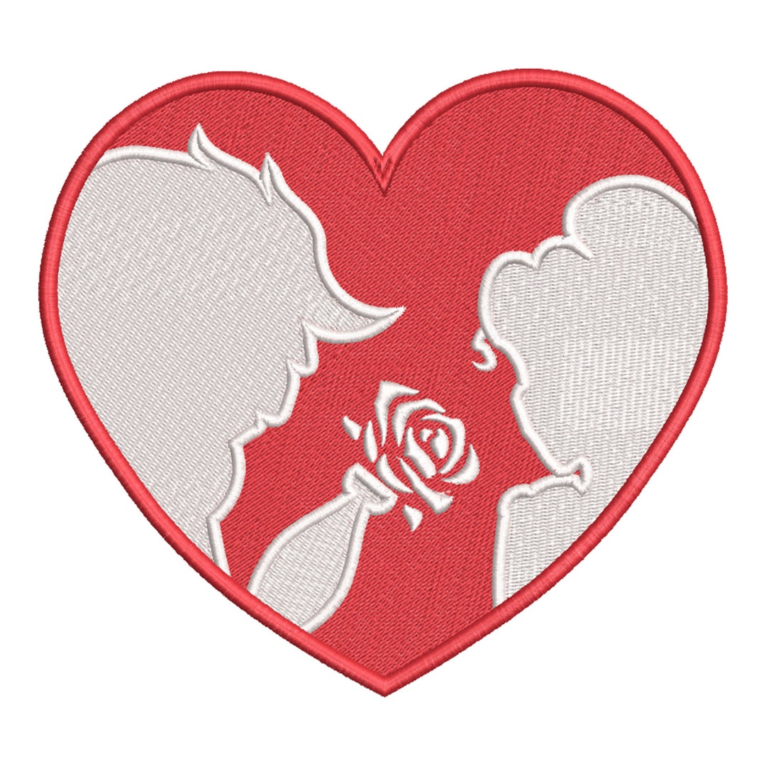 Beauty and the Beast Valentines Day Heart Machine Embroidery Design. - Etsy