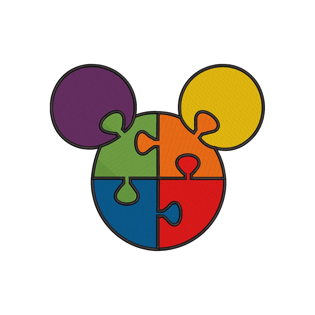 Autism Awareness Mickey Inspired Machine Embroidery Design. - Etsy