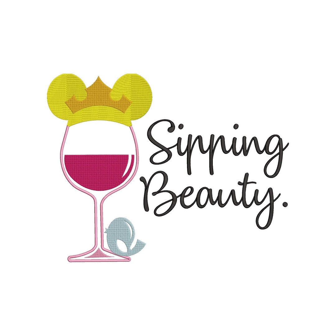 Princess Aurora Sleeping Beauty Inspired Wine Glass Machine Embroidery ...