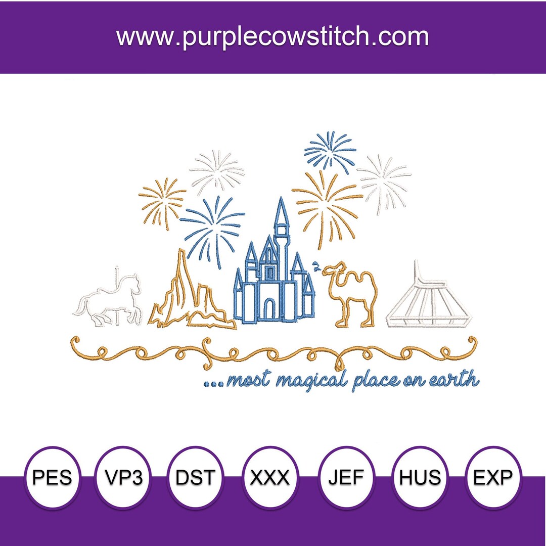 Magic Kingdom Doodle Machine Embroidery Design (digital Download) - Etsy