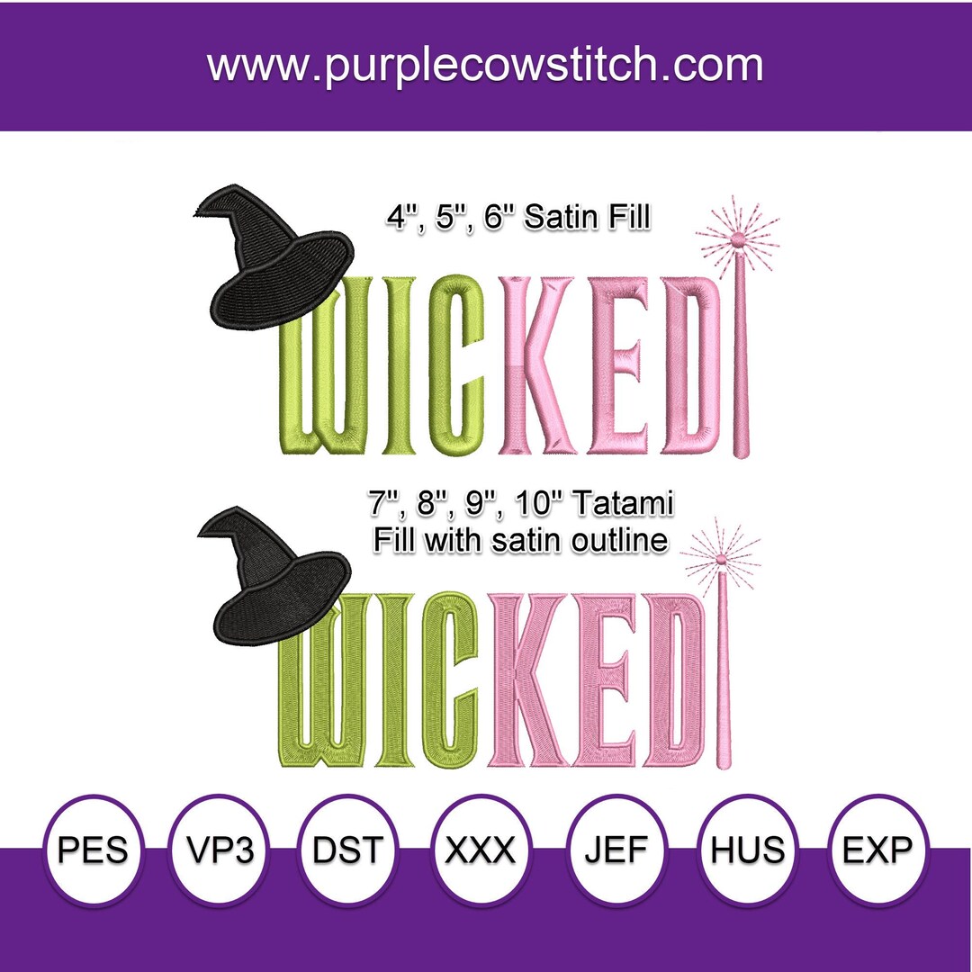 Wicked Embroidery Machine Embroidery Design. - Etsy