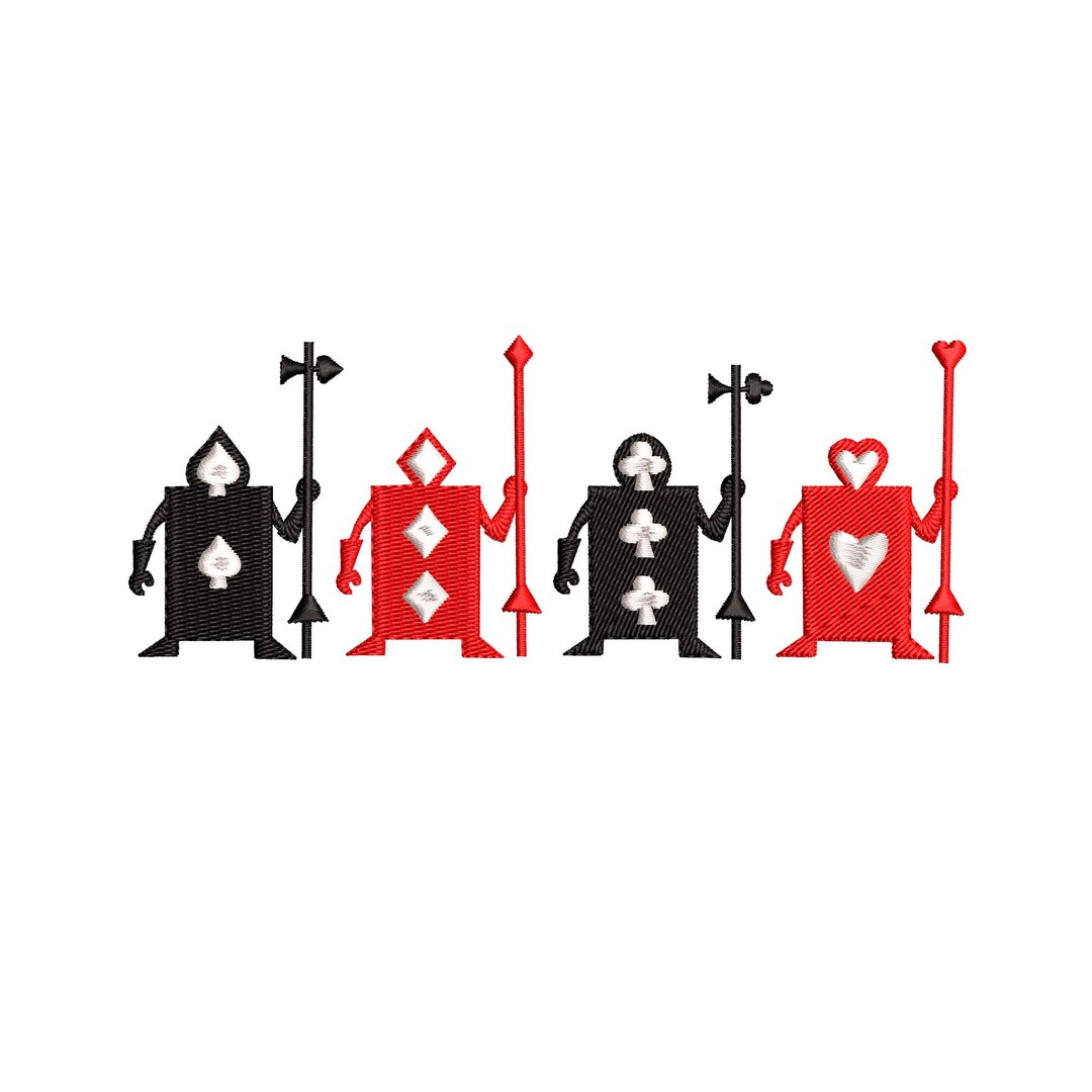 Alice in Wonderland Red Queen Cards Guards Inspired Machine Embroidery ...
