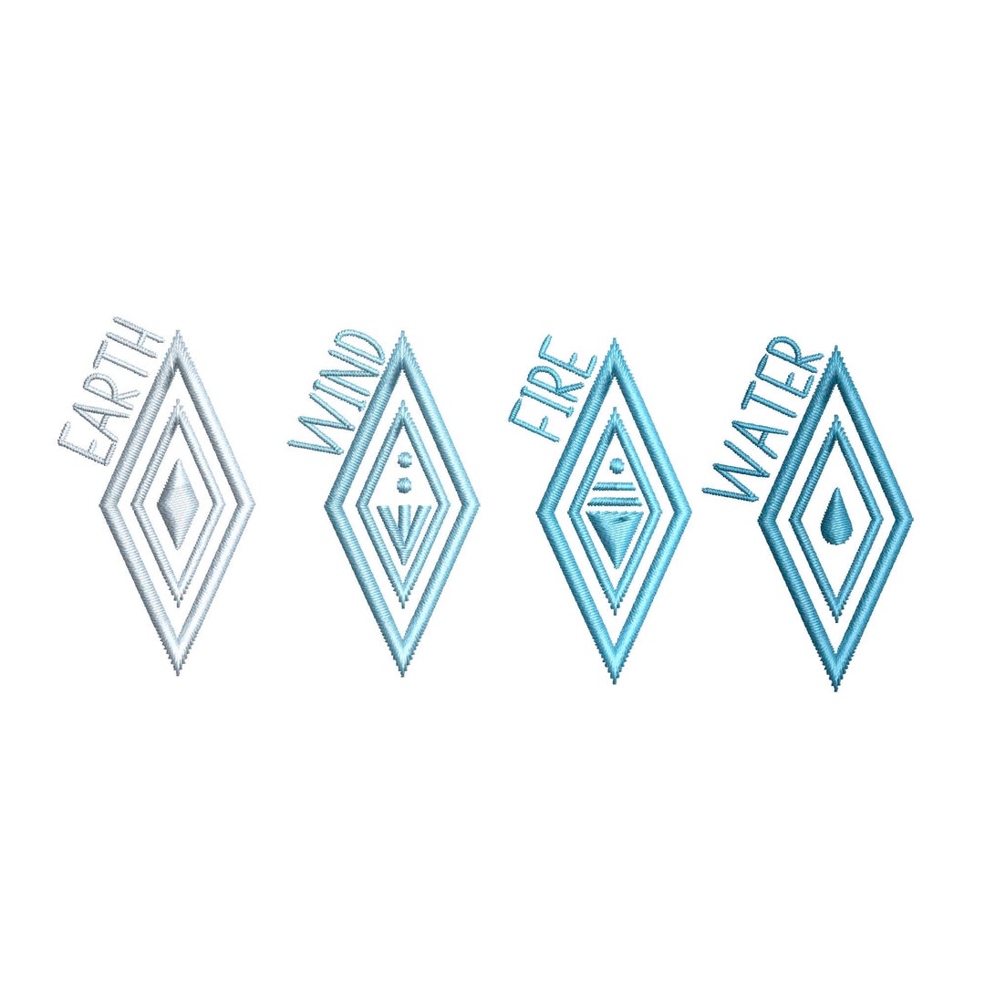 Frozen Elements Machine Embroidery Design. Earth, Wind, Fire, Water. - Etsy