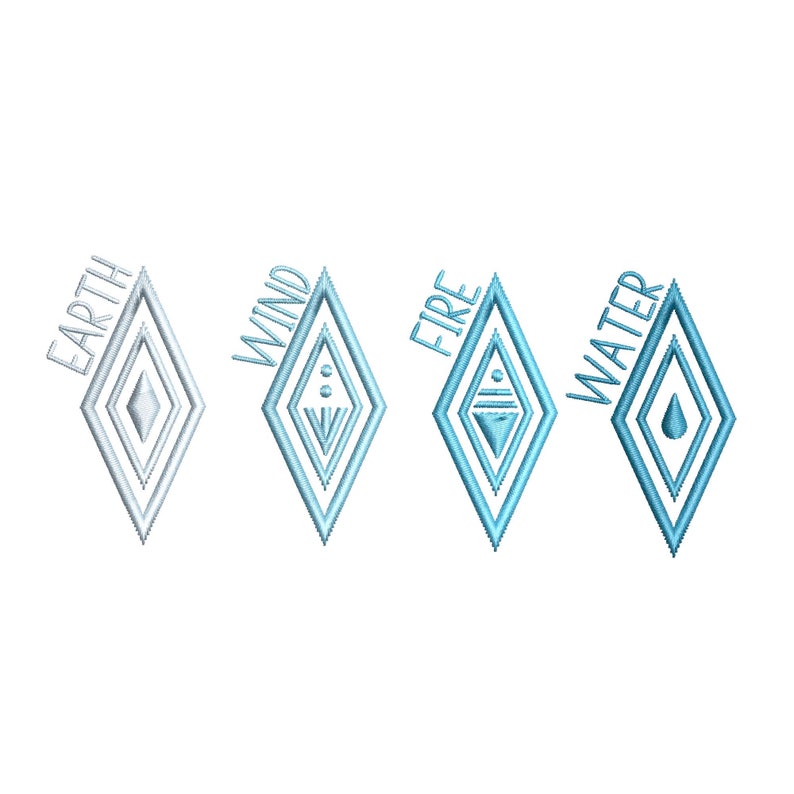 Frozen Elements Machine Embroidery Design. Earth, Wind, Fire, Water. - Etsy