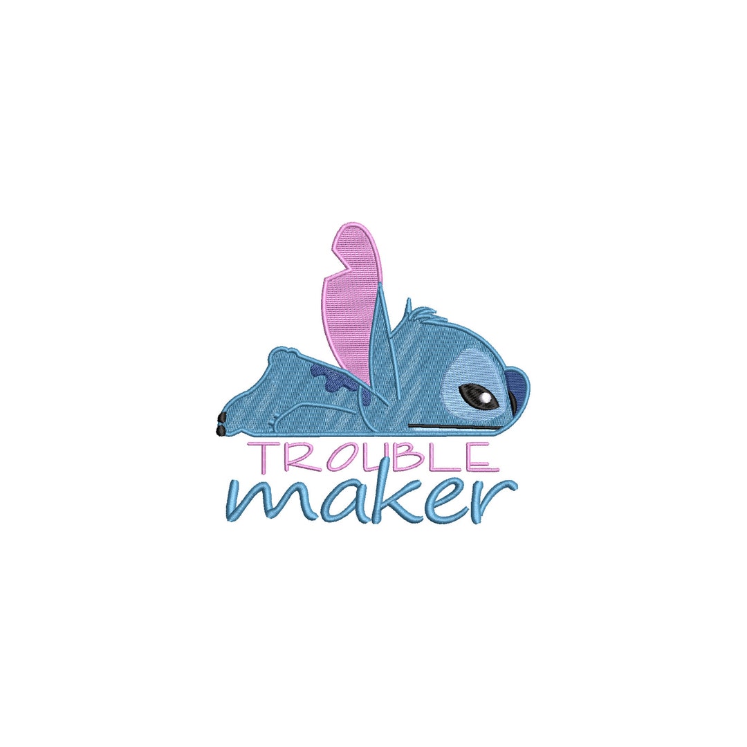 Lilo & Stitch Inspired Machine Embroidery Design. Troublemaker - Etsy