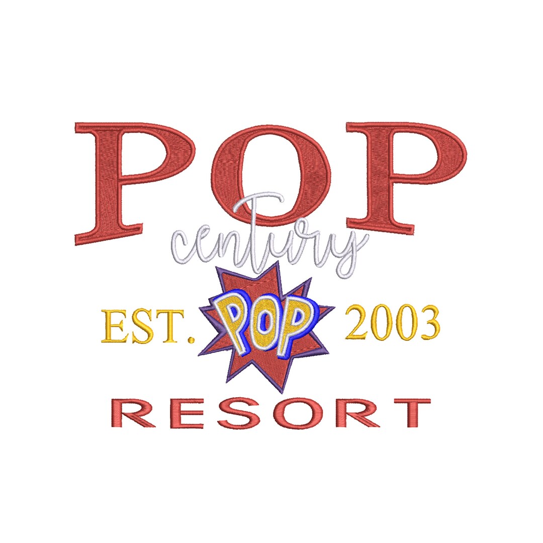 Pop Century Resort Embroidery Design. Established 2003 - Etsy