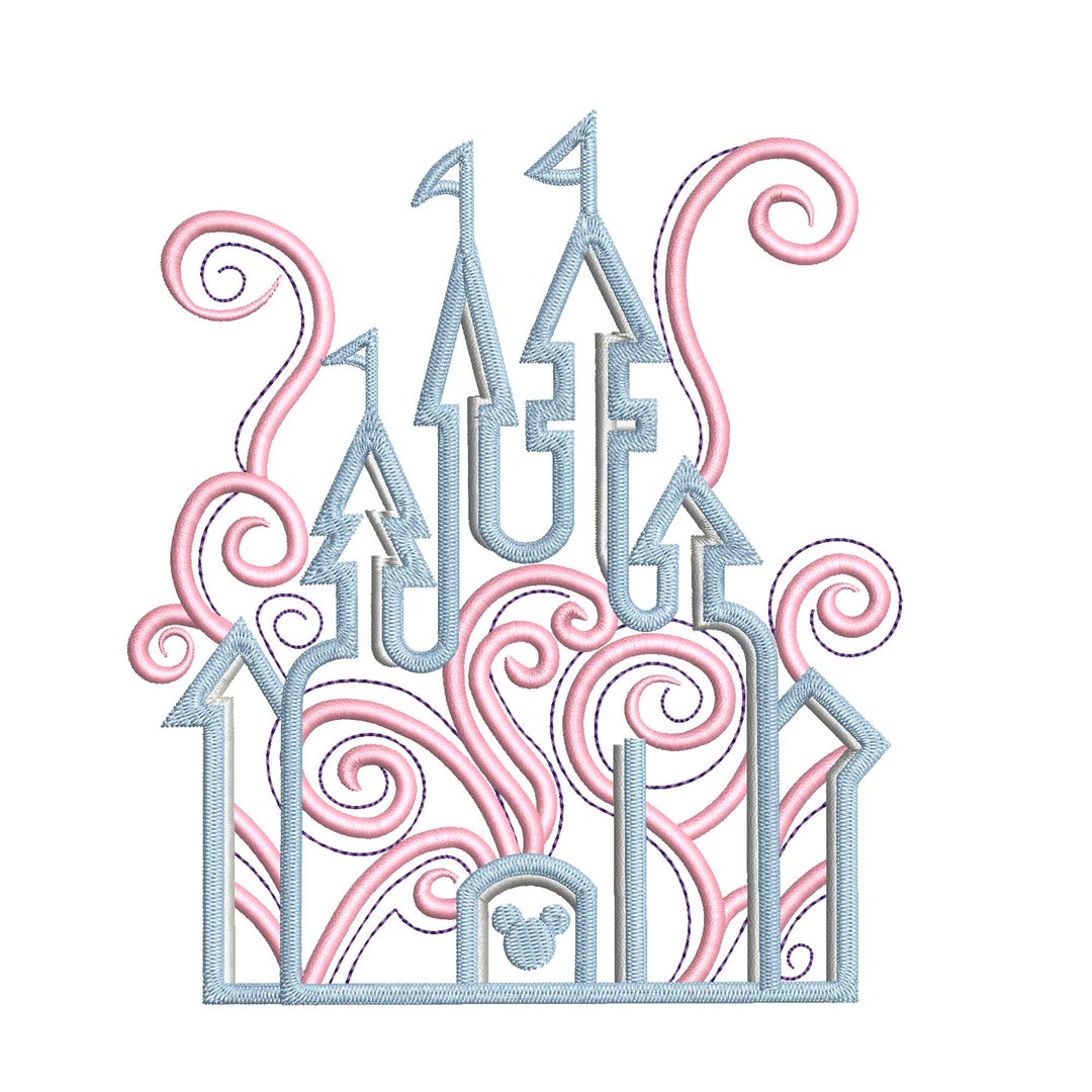 Cinderella Castle Outline and Swirls Machine Embroidery Design. - Etsy