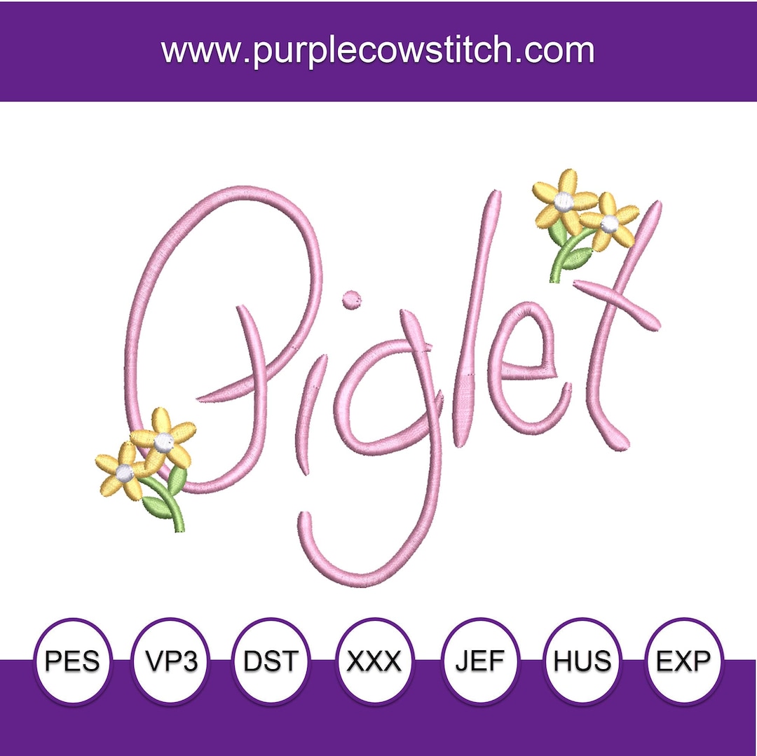 Winnie the Pooh's Friend Piglet Autograph Machine Embroidery. - Etsy