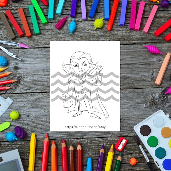 Dracula Coloring Page - Etsy