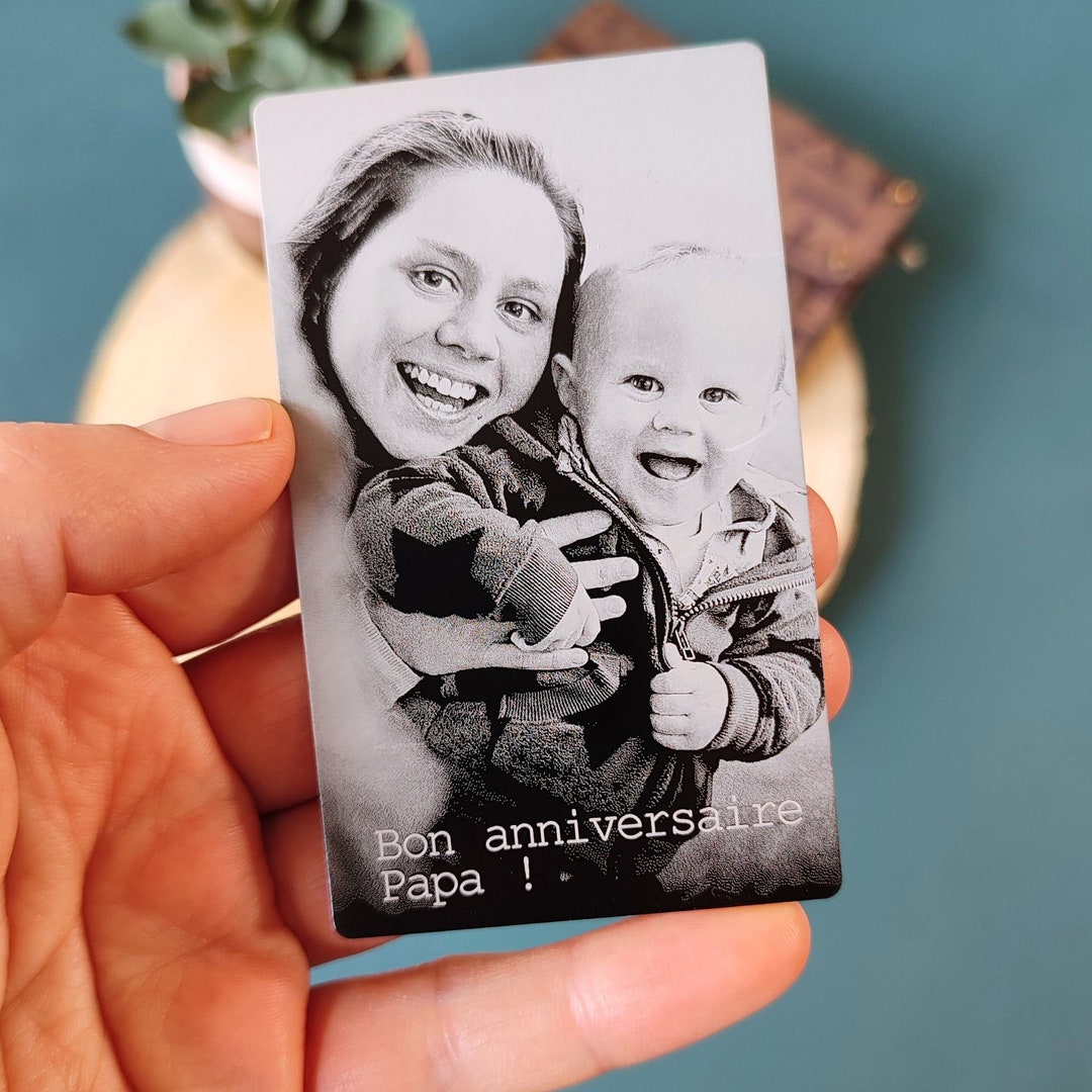 Metal Card With Engraved Photo, Personalized Wallet Insert, Custom ...