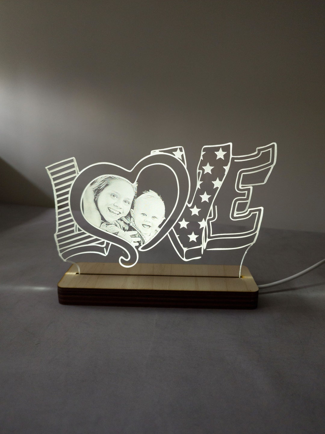 Custom LED Lamp With Photo, Bedside Table Lamp, LED Night Light, Usb ...