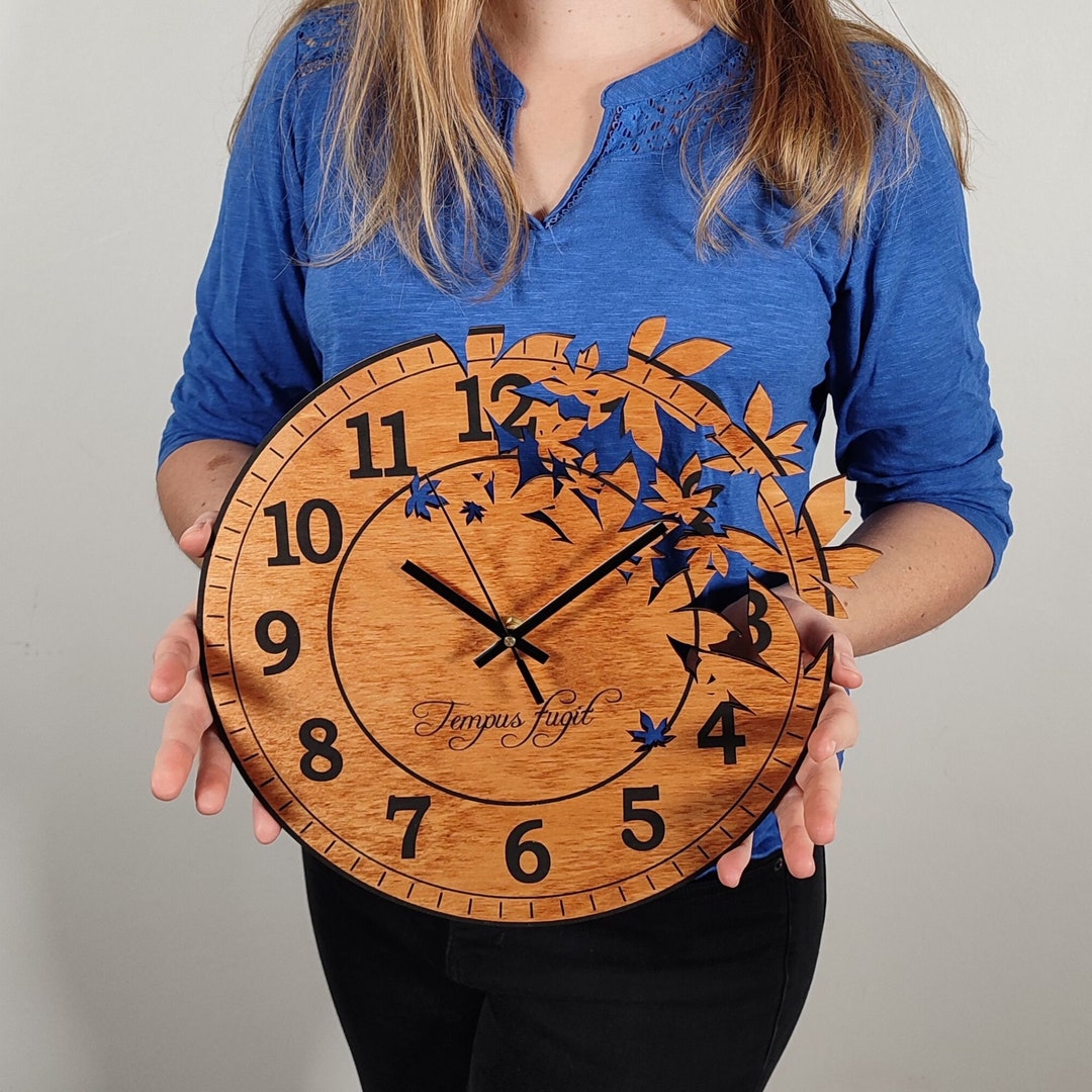 Wooden Wall Clock tempus Fugit, Wall Pendulum, Design Clock, Handmade ...