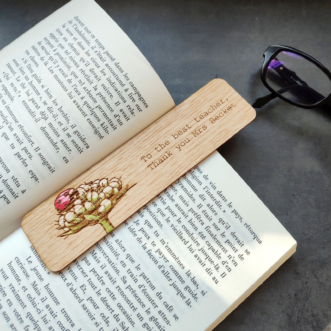 Custom Bookmark, Wooden Bookmark to Personalize, Laser Engraved Ladybug ...