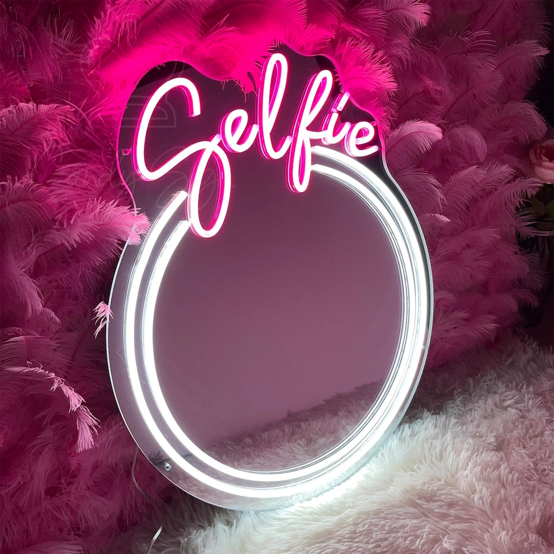 Custom Selfie Mirror Neon Sign Y2k Mirror Neon Wall Art Girl's Room ...