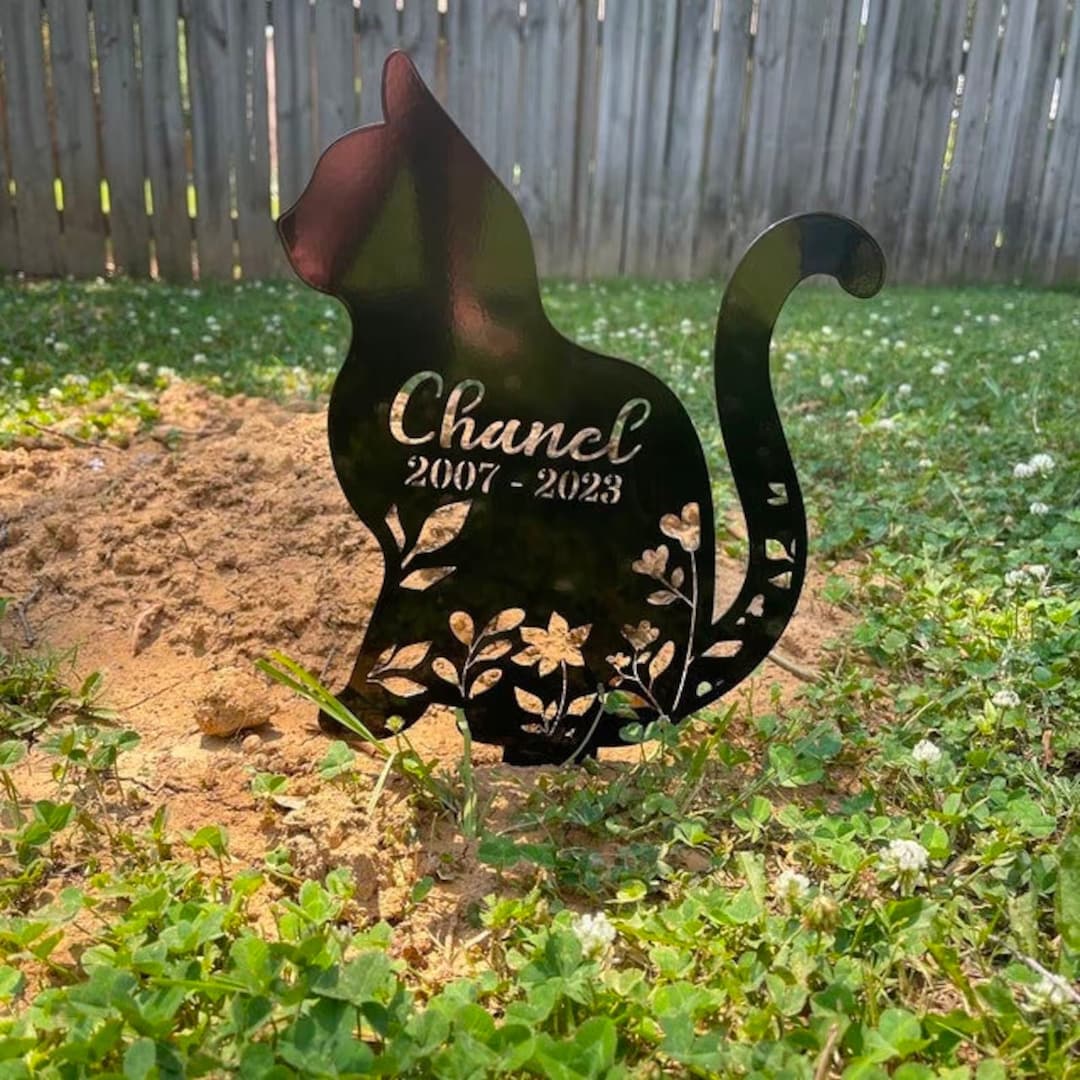 Metal Cat Memorial Stake, Custom Cat Name Date Memorial Stake, Garden ...